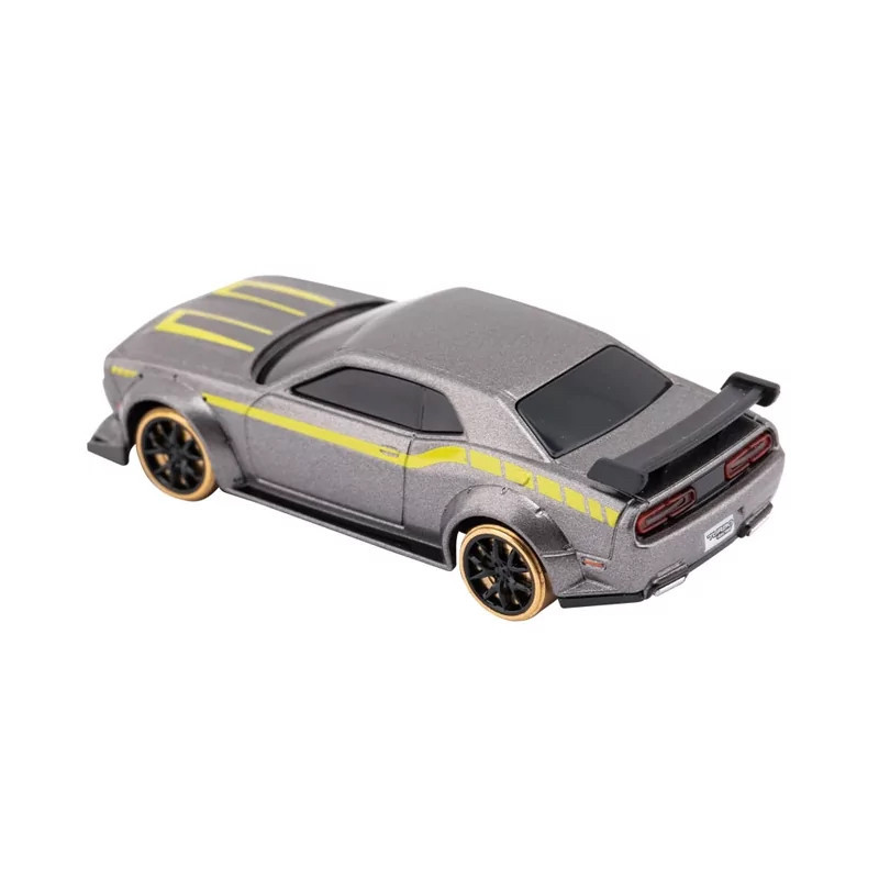 Micro Turbo Racing car 1/76 drift grey/yellow muscle car rea