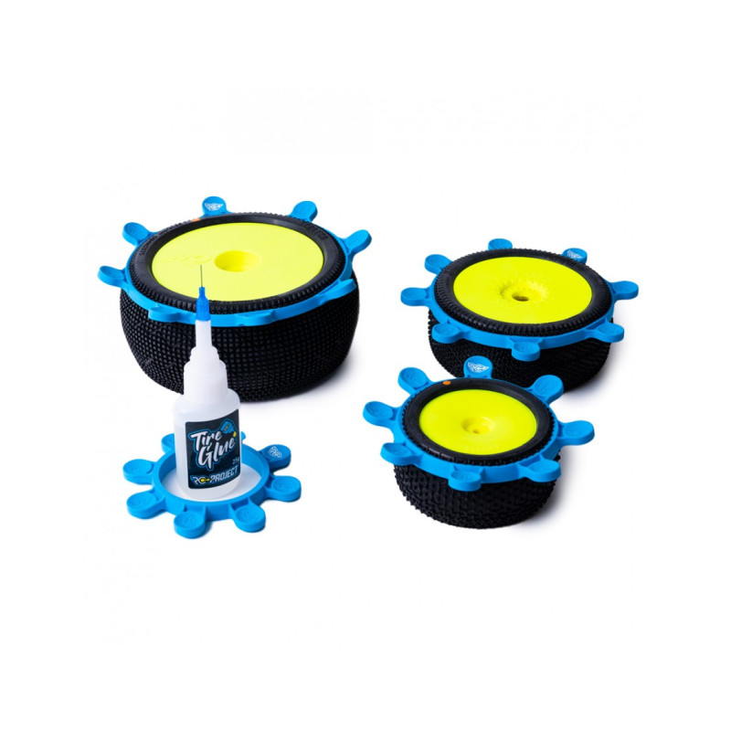 RC-Project Tire Gluing Rubber Bands Cyan blue (4) for RC Cars