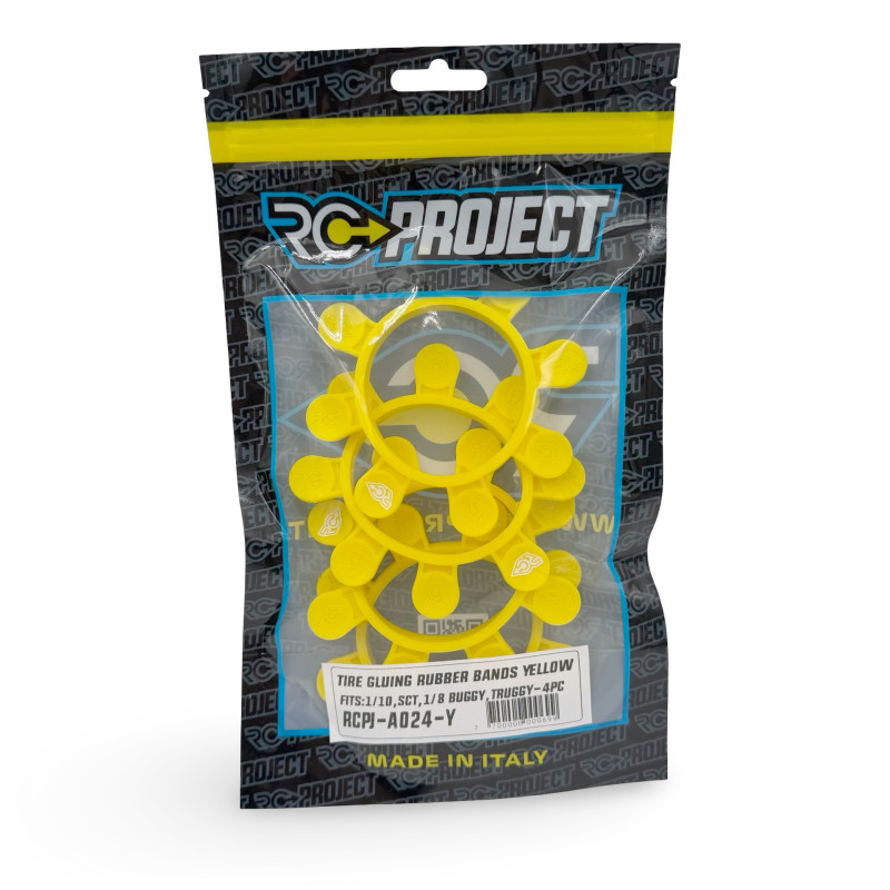 RC-PROJECT Tire Gluing Rubber Bands Yellow - 1/10 to 1/8 Scale